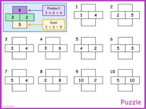 Product sum puzzles for expanding and factorising quadratics – Miss ...